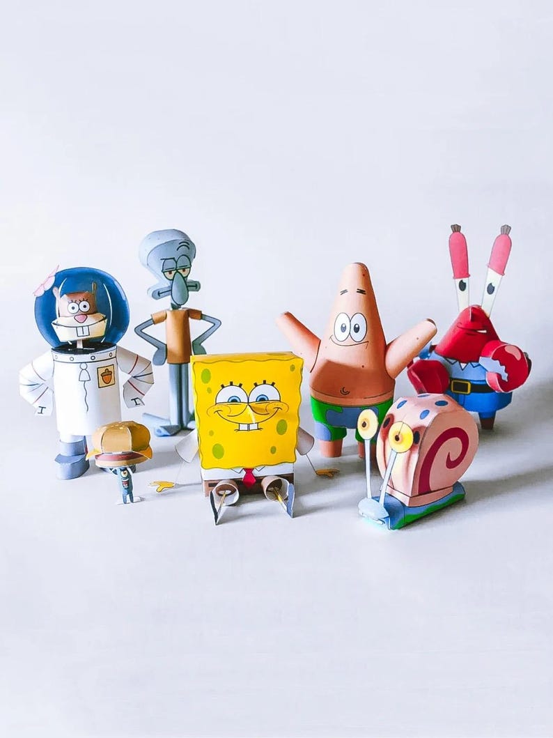 Spongebob 3D Paper Craft Template PDF Download, DIY Toy, Patrick Star ...