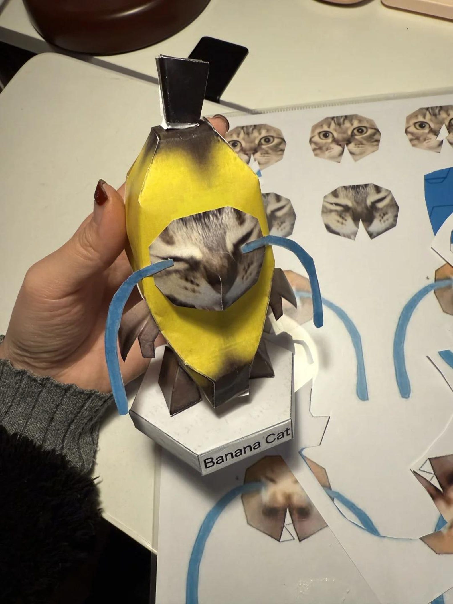 12 Meme Cat Paper Craft PDF Template, Maxwell Cat, Happy Cat, Banana ...