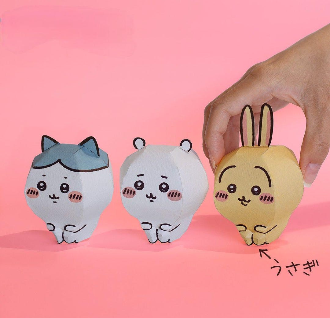 6 Chiikawa Paper Toy Set, 3D Paper Craft Template PDF Download, DIY Toy ...