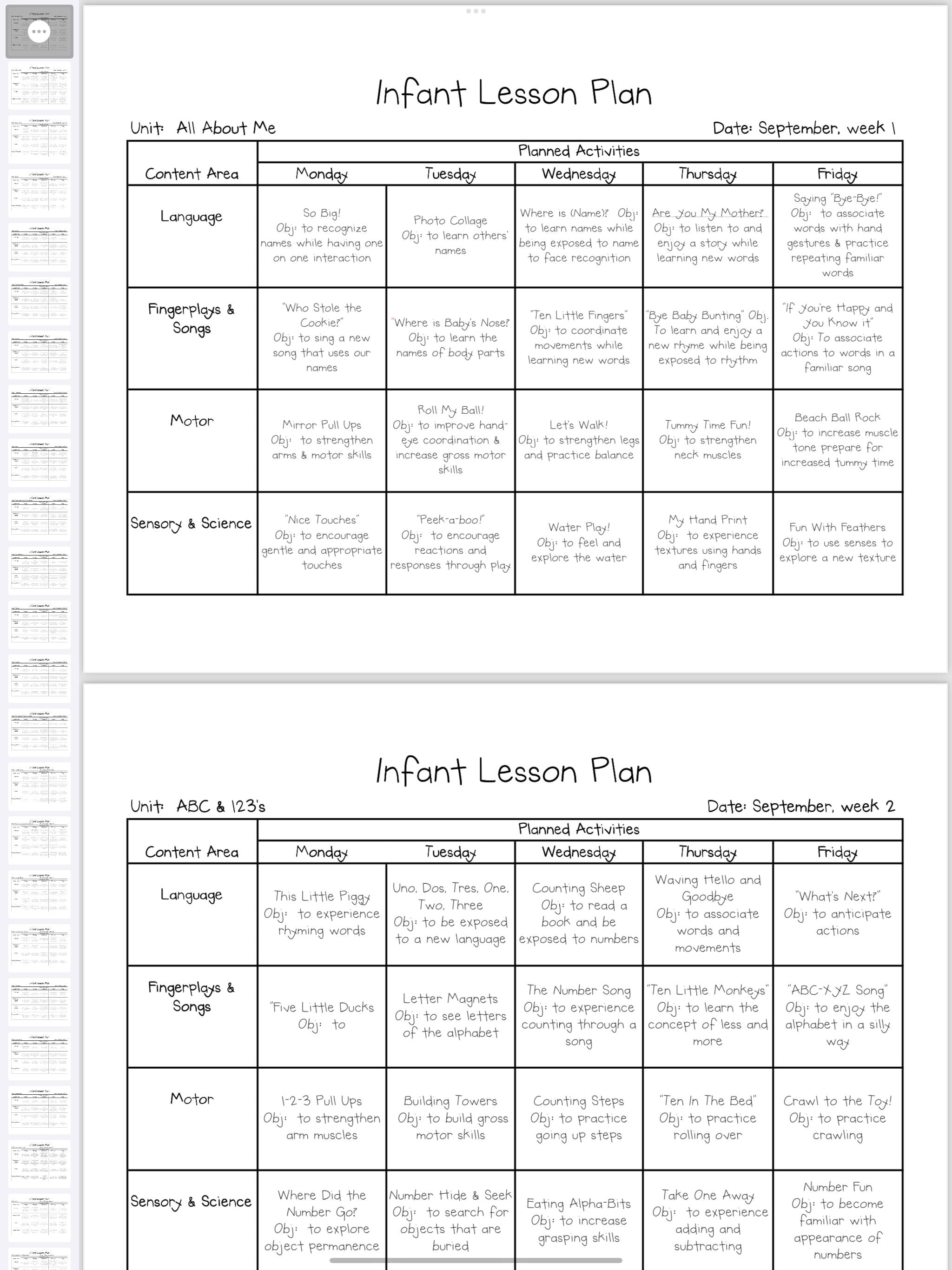 Year Long Infant Lesson Plan! 50 Pages! - Etsy UK