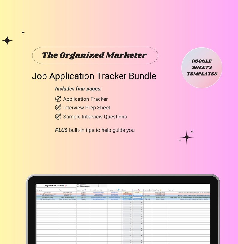 Job Application Tracker Bundle - Etsy