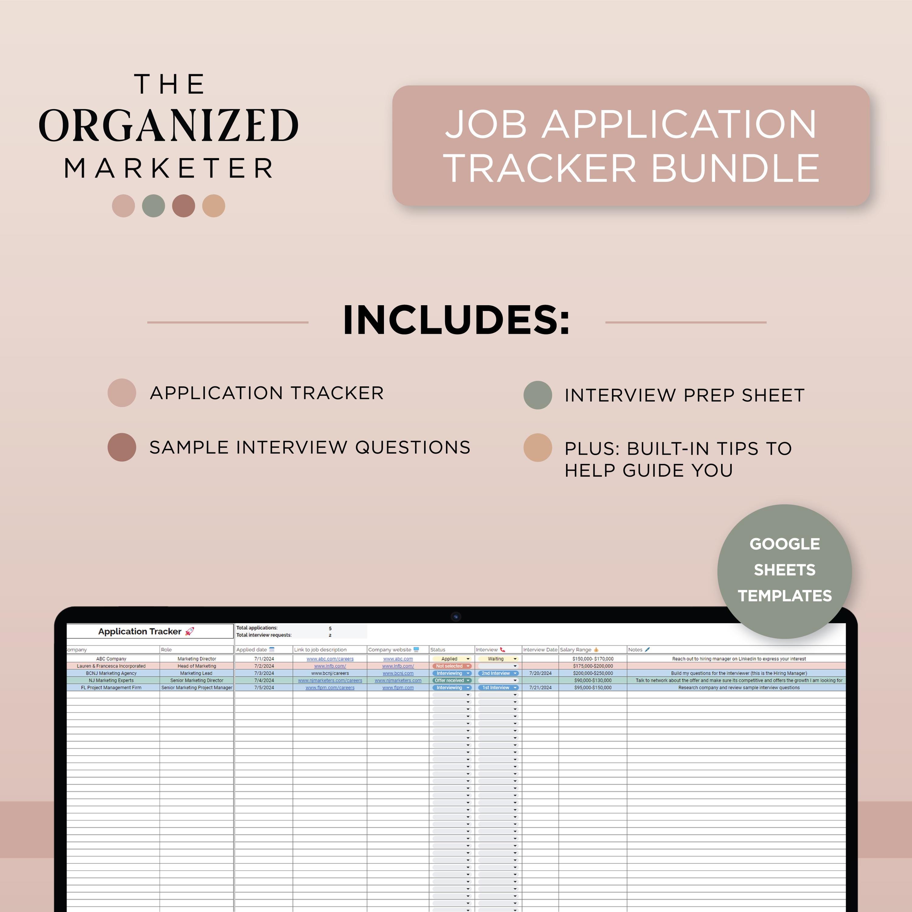 Job Application Tracker Bundle - Etsy