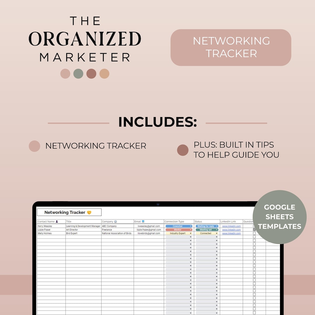 Networking Tracker Template I Google Sheets Template - Etsy