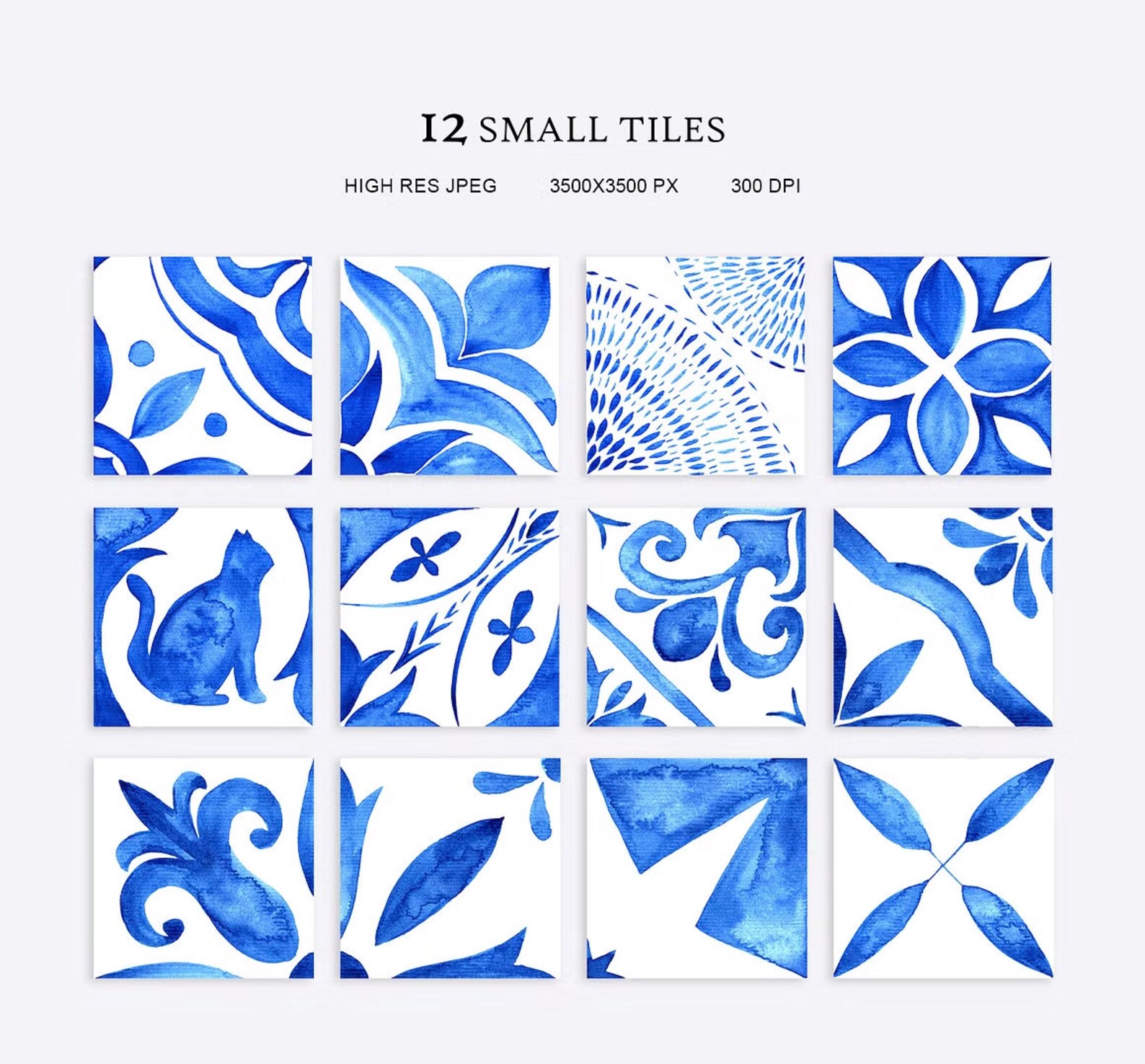 Azulejo Tile Watercolor Clipart Set Portuguese Blue Tile Clip Art ...