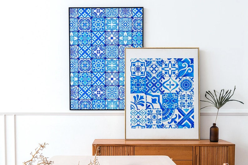 Azulejo Tile Watercolor Clipart Set - Portuguese Blue Tile Clip Art ...