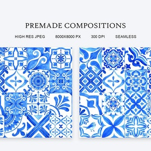 Azulejo Tile Watercolor Clipart Set - Portuguese Blue Tile Clip Art ...