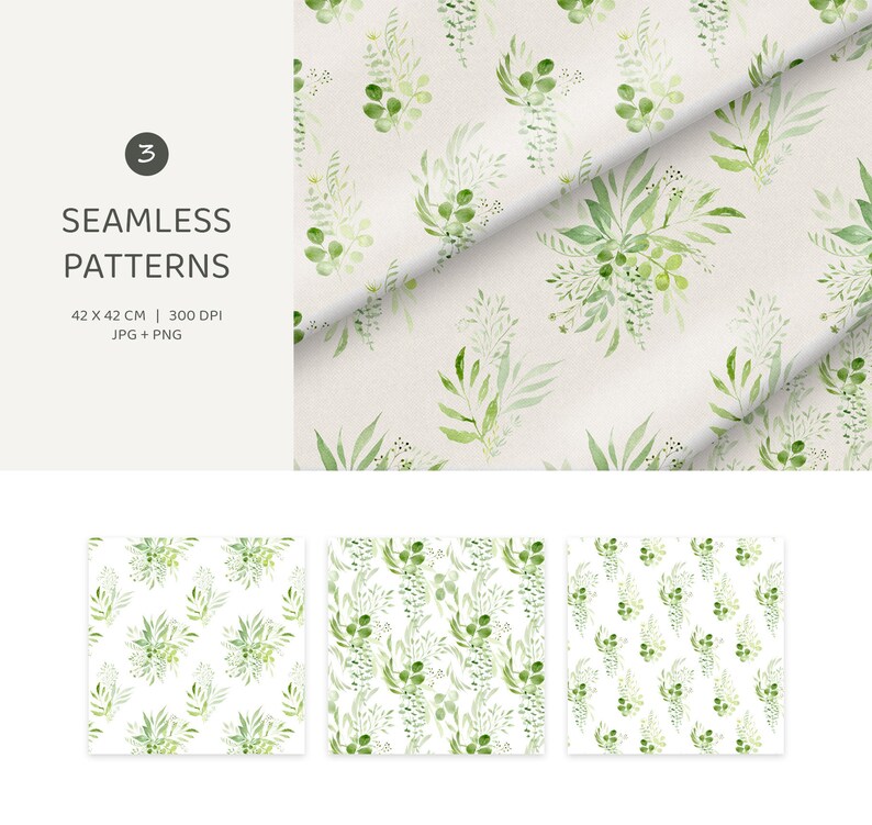 Greenery Watercolor Clipart Collection - Green Leaves Bundle Clip Art ...
