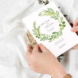 Greenery Watercolor Wreath Clipart - Botanical Frame Clip Art - Green ...