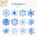 Snowflakes Clip Art - Winter Watercolor Clipart - Blue and Gold ...