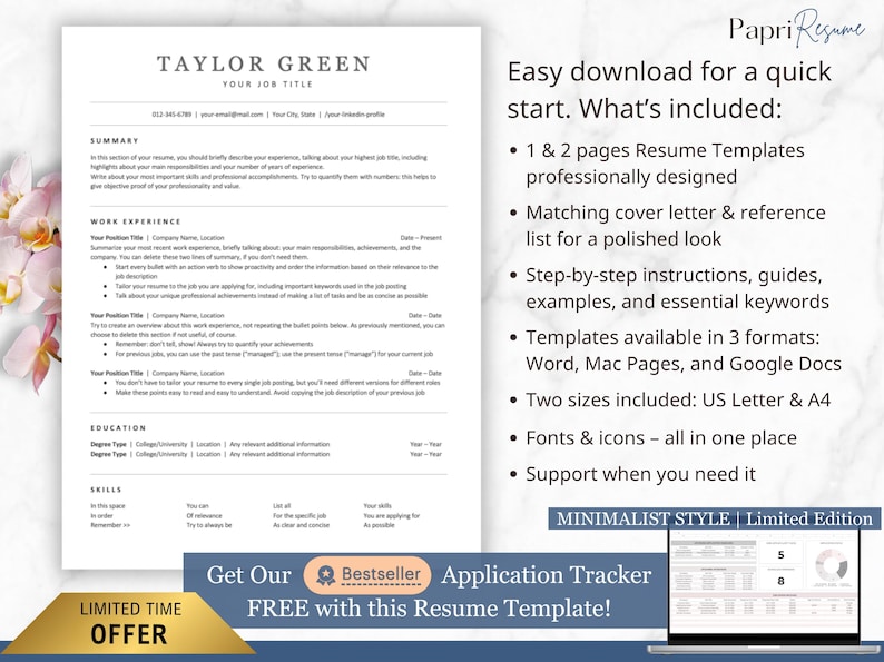 ATS Friendly Resume Template Word, Pages, Google Docs, ATS Resume, ATS ...