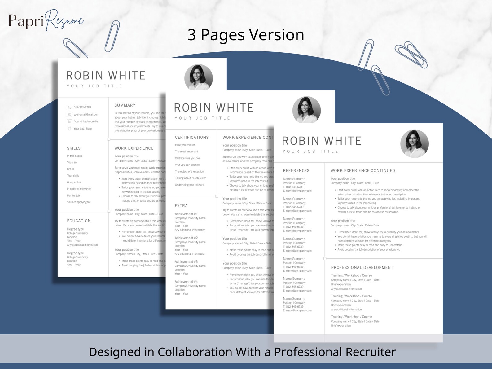Resume Template With Photo: Professional Resume With Picture, Modern ...