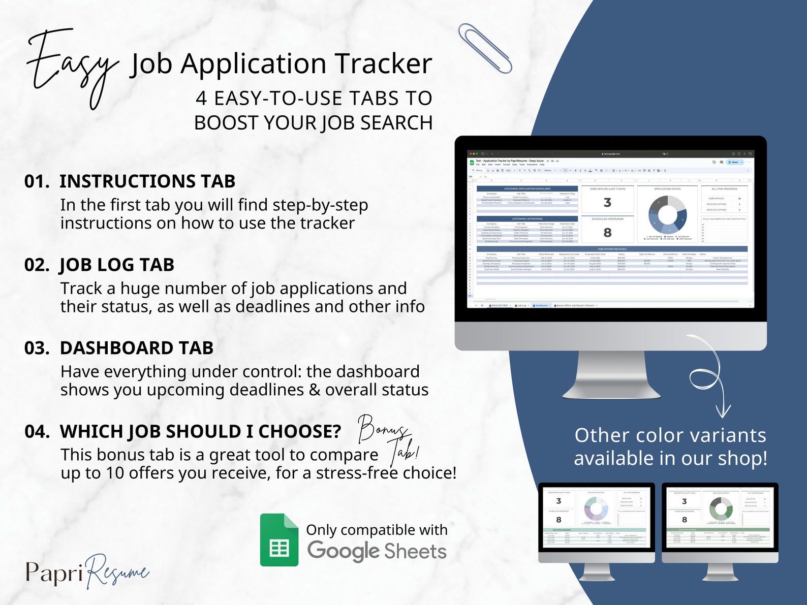 Job Search Tracker Spreadsheet | Job Interview Tracker | Job Offers ...