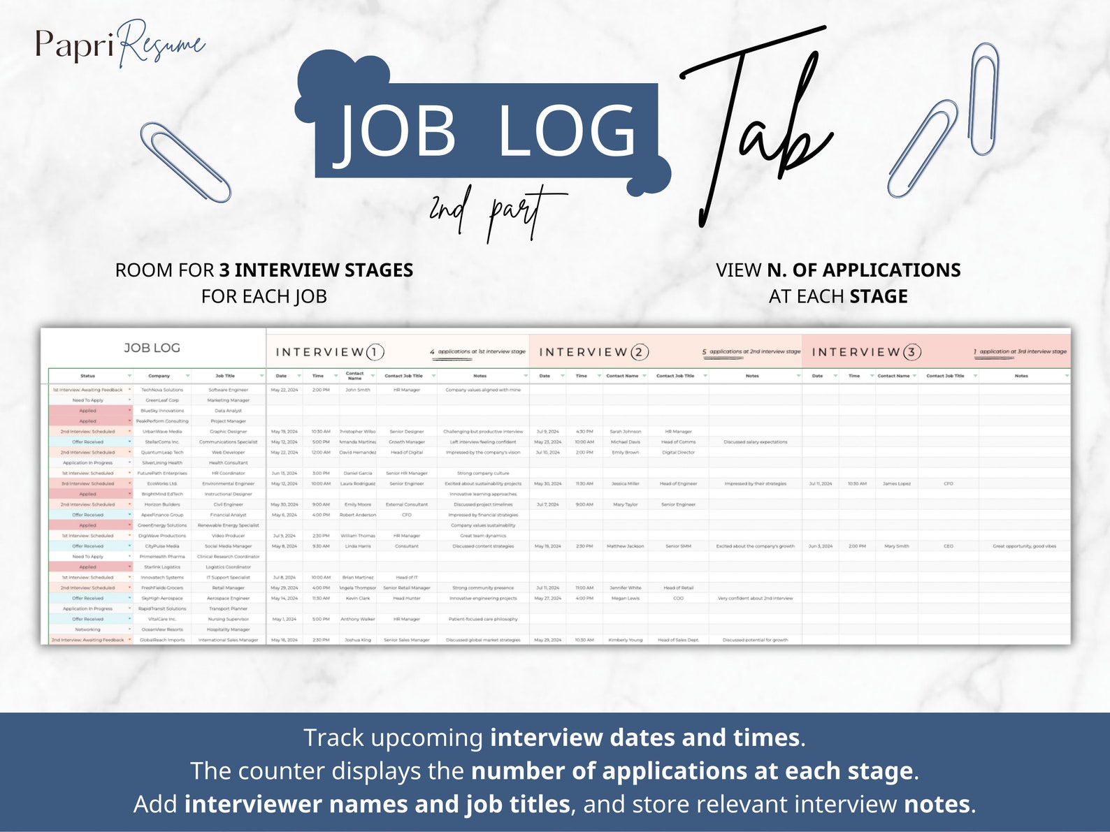 Job Application Tracker Spreadsheet Job Interview Tracker Job Offers ...