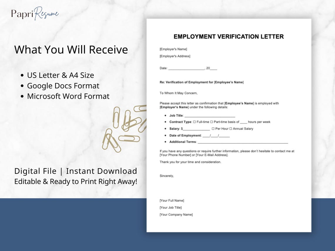 Employment Verification Letter Template, Employment Verification Letter ...