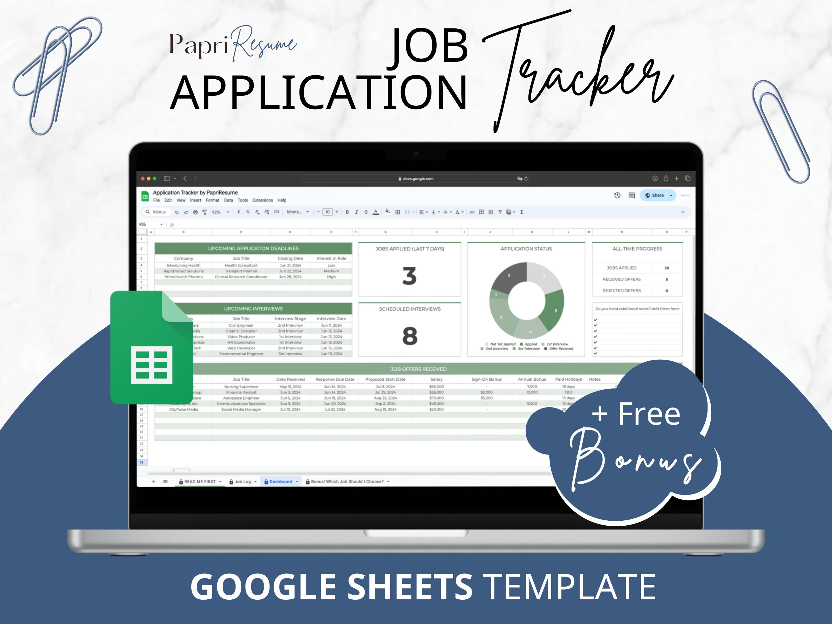 Job Application Spreadsheet Tracker Job Offers Google Sheets Template ...