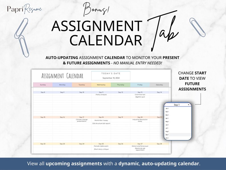 Assignment Tracker Template Google Sheets Template Homework Log Student ...
