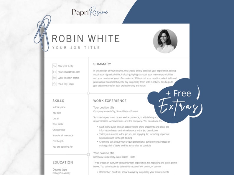 Resume Template With Photo: Professional Resume With Picture, Modern ...