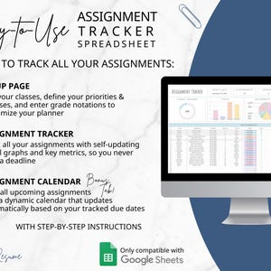 Assignment Tracker Template Google Sheets Template Homework Log Student ...