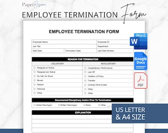 Employee Termination Form, Printable Employee Termination Form ...