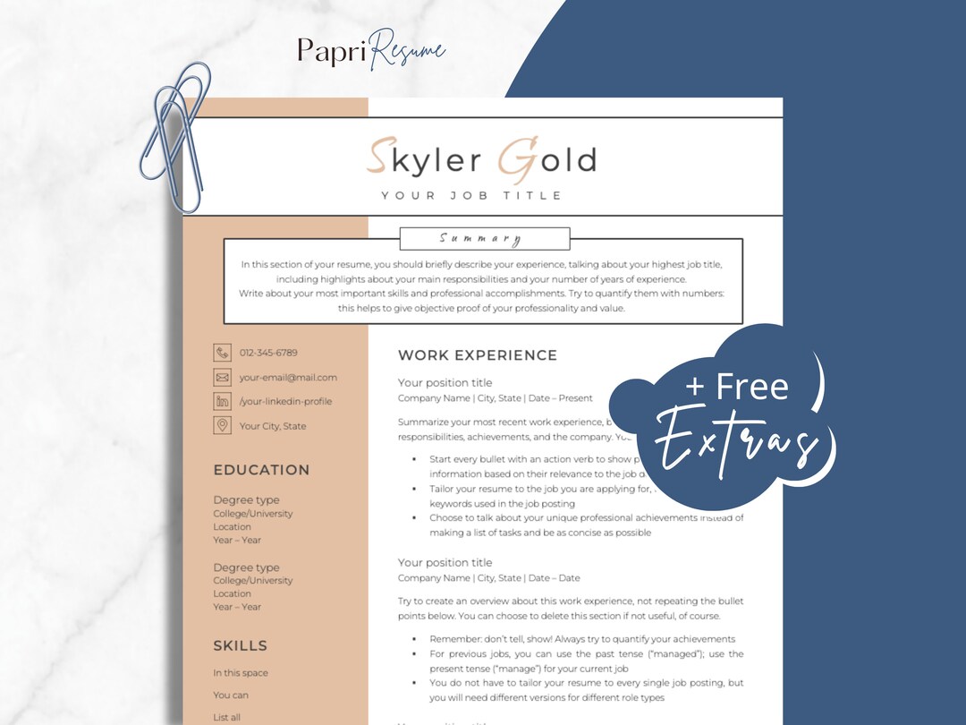 Resume Template Word, Google Docs, & Apple Pages | Pretty Pink Girl ...
