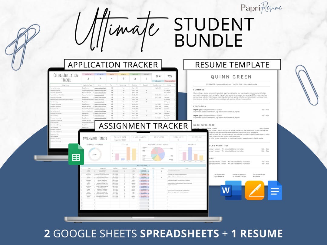 Ultimate Student Productivity Bundle: College Application Tracker ...