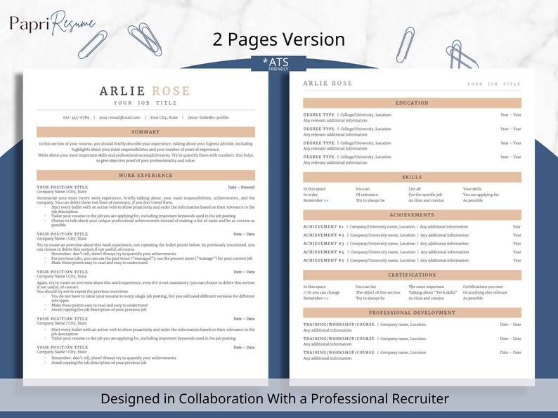 Resume Template Word, Google Docs, & Apple Pages: Pretty Pink Girl ...