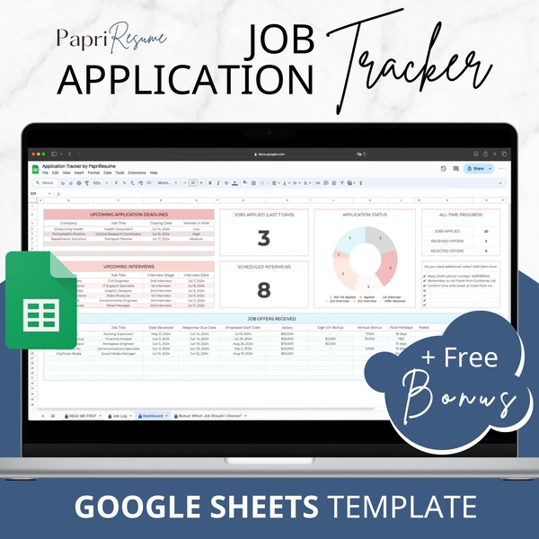 Job Tracker Google Sheet - Etsy