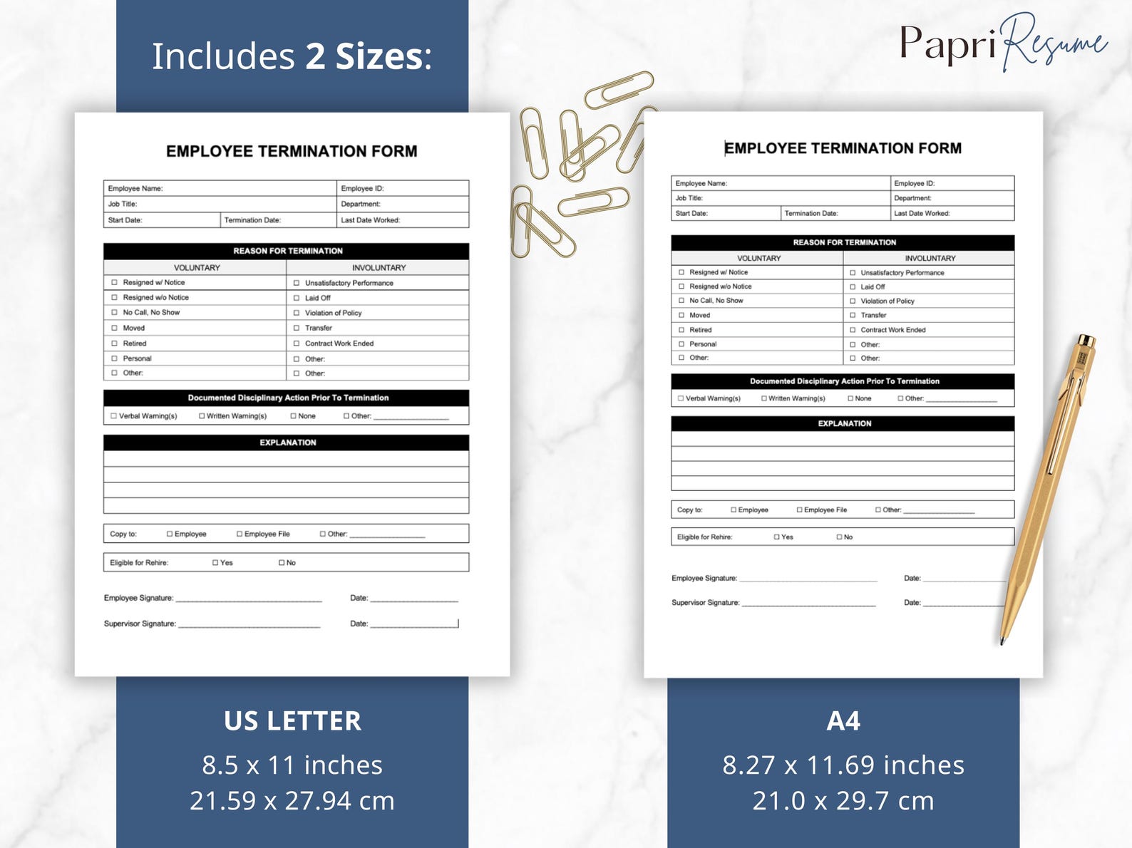Employee Termination Form, Editable & Printable Employee Termination ...