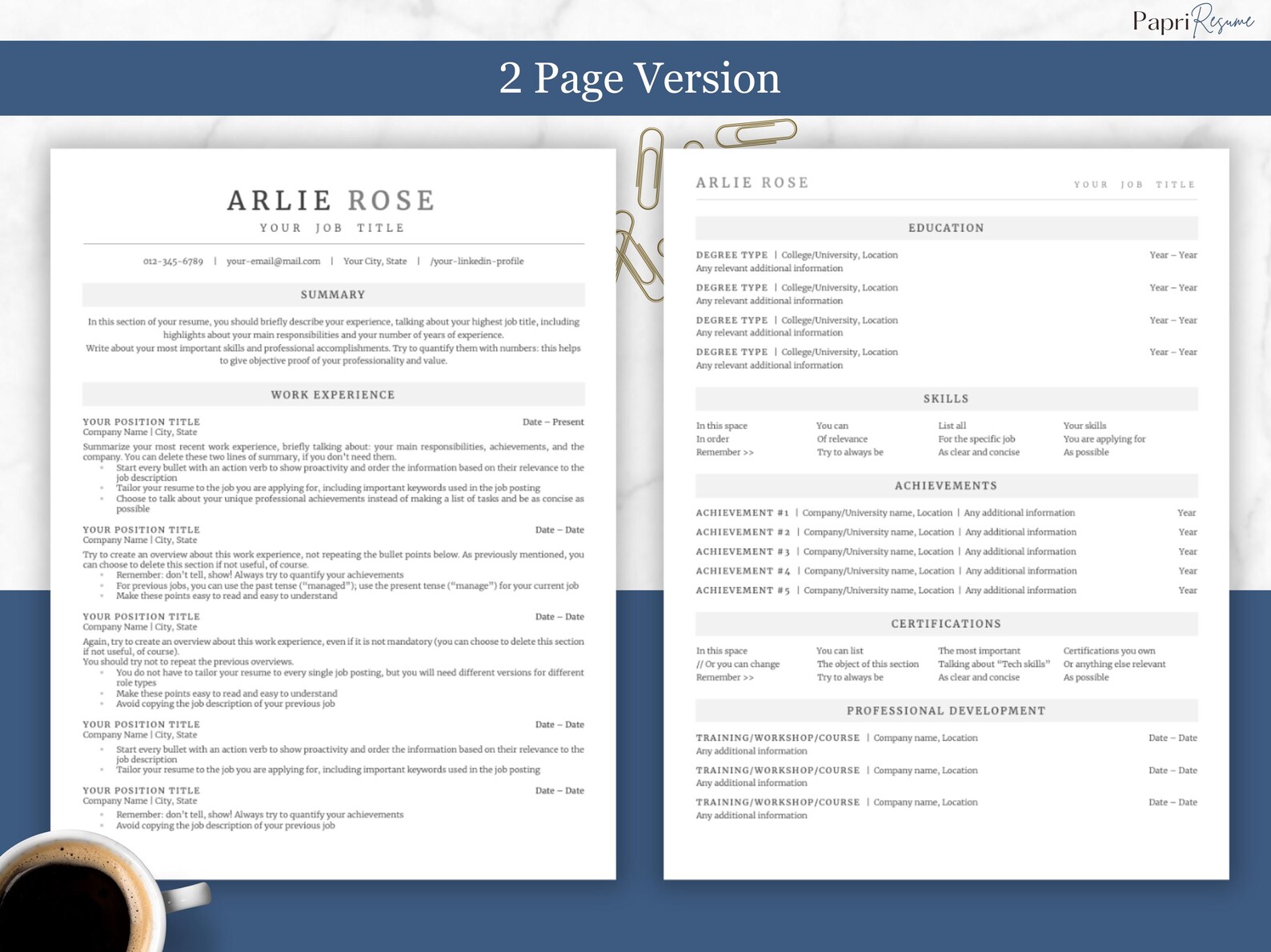 ATS Friendly Resume Template for Google Docs, Word & Pages Resume: ATS ...