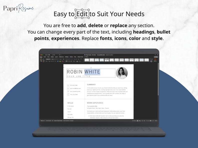 Resume Template With Photo: Professional Resume With Picture, Modern ...