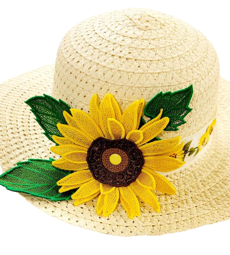 Embroidered Sunflower Straw Hat - Etsy