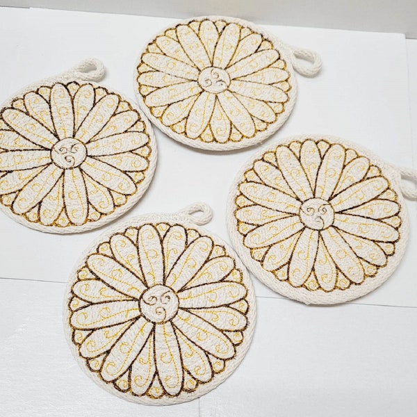 Embroidered Rope Coasters - Etsy