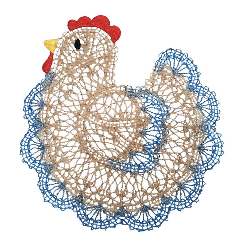 Chicken Embroidered Doily Different Colors 7 X 6 - Etsy