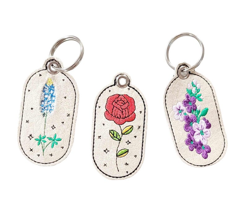 Embroidered Faux Leather Key Fob - Etsy