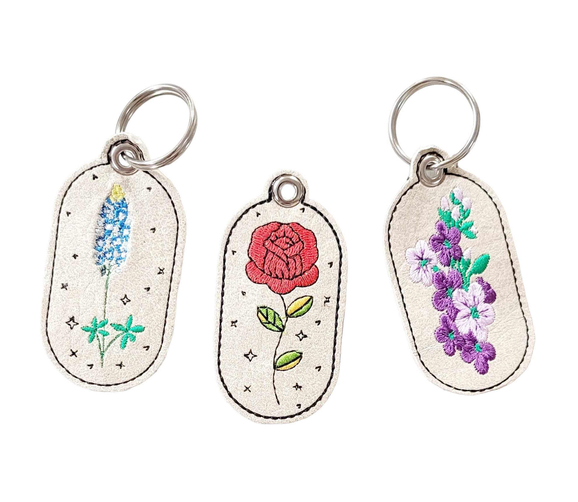 Embroidered Faux Leather Key Fob - Etsy