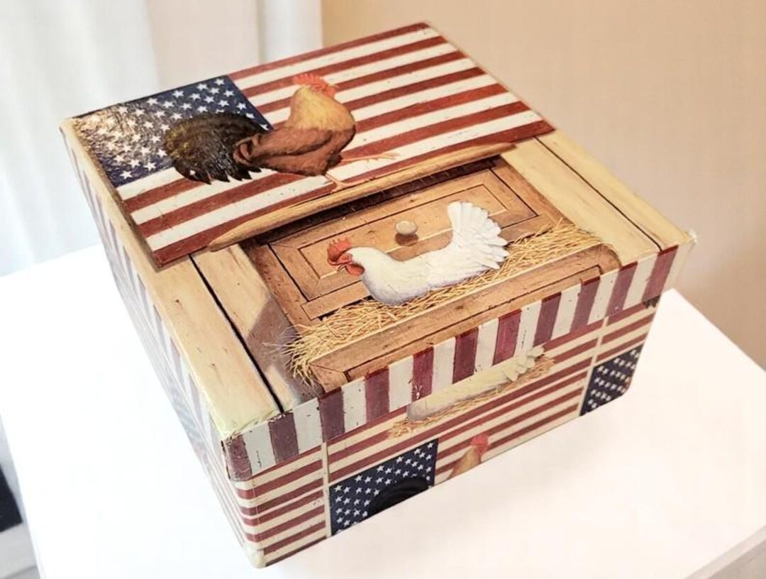 Vintage Patriotic Storage Box - Etsy