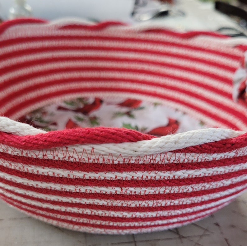 Cardinal Cotton Rope Bowl Handmade - Etsy