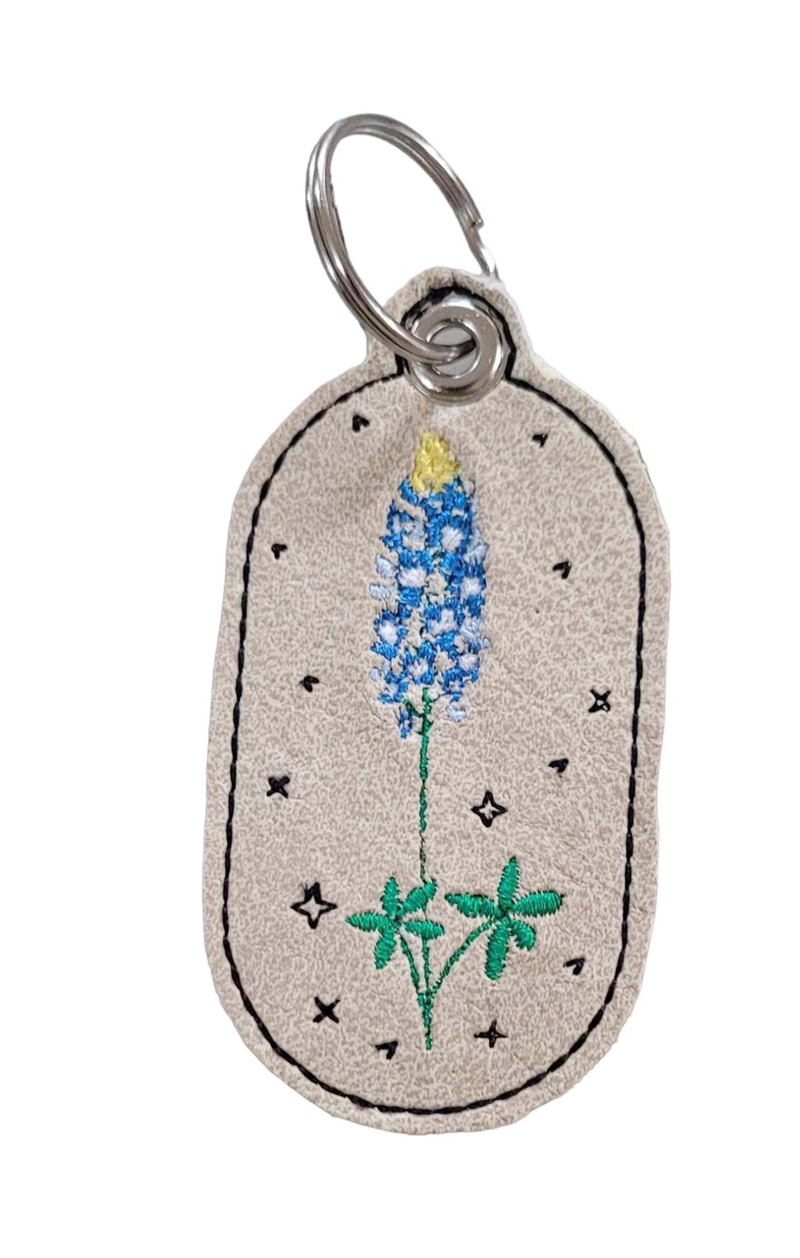 Embroidered Faux Leather Key Fob - Etsy
