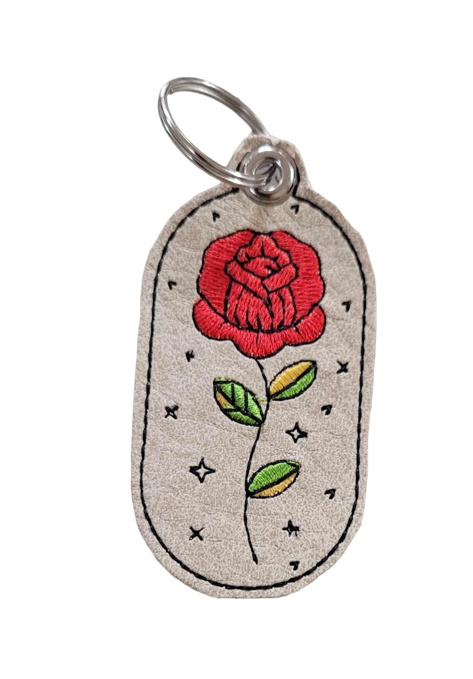 Embroidered Faux Leather Key Fob - Etsy