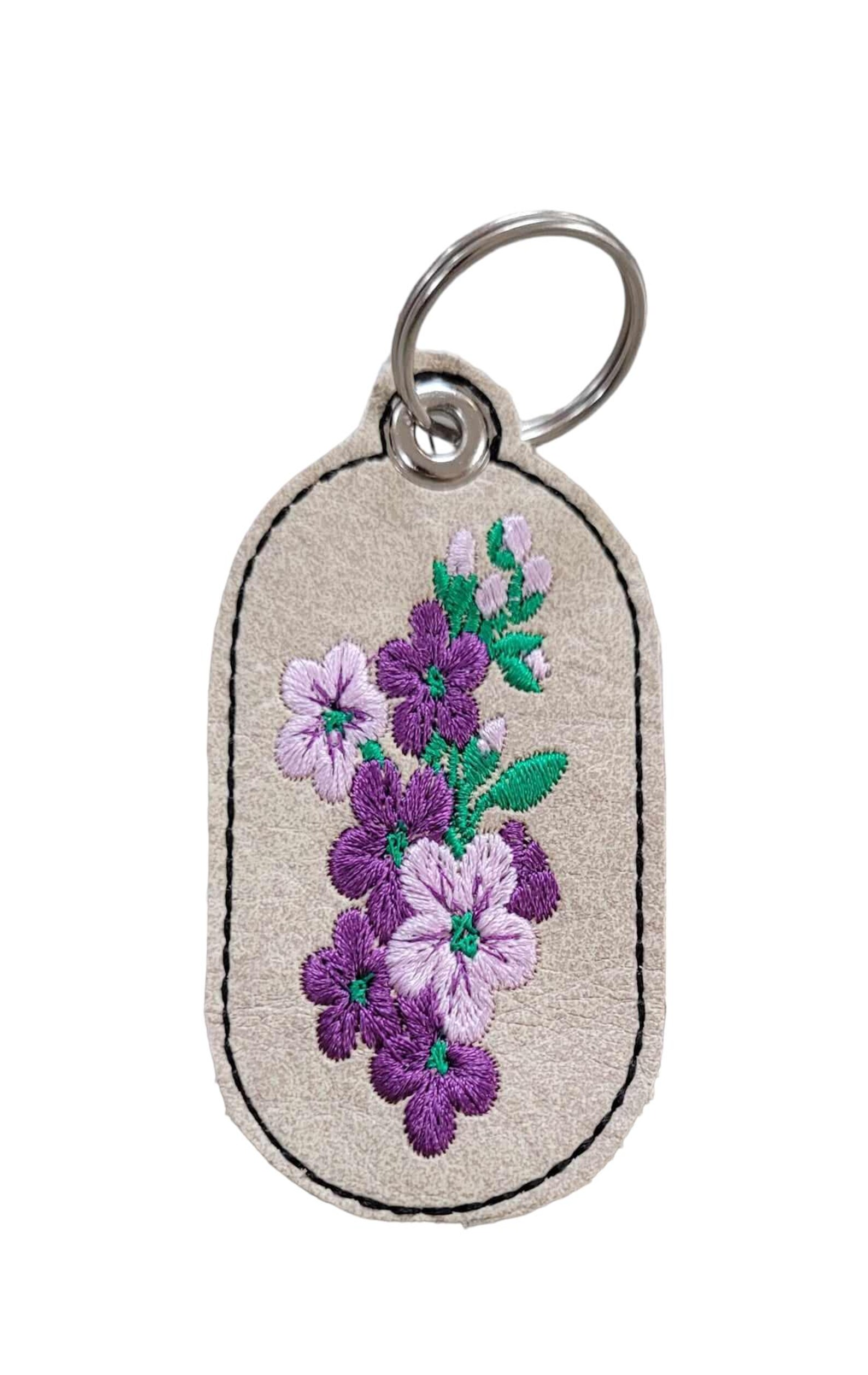 Embroidered Faux Leather Key Fob - Etsy