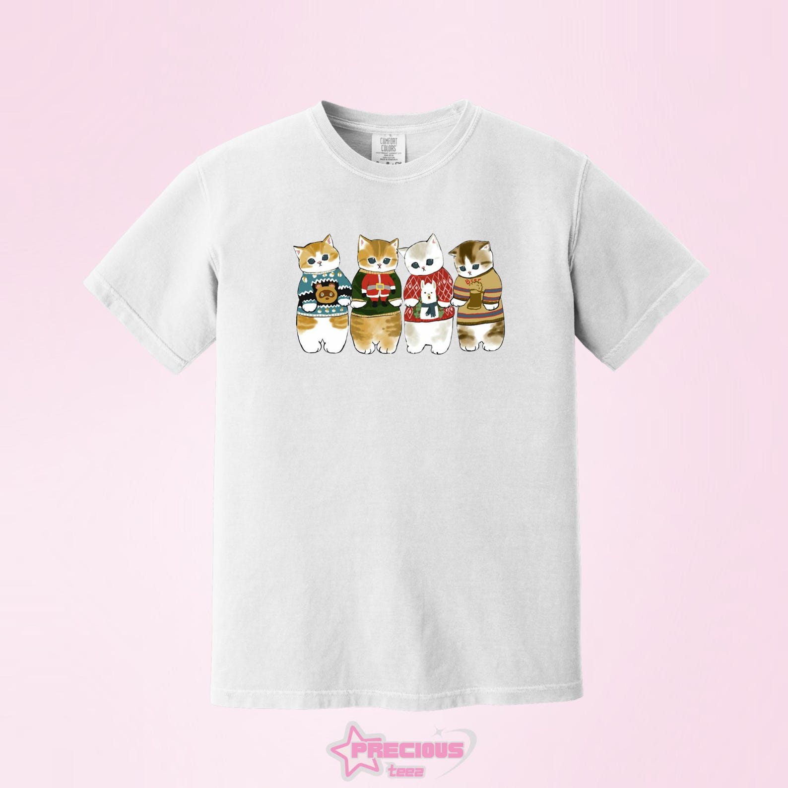 Comfort Colors Mofusand Christmas Tee, Cat Holiday Shirt Mofusand T ...