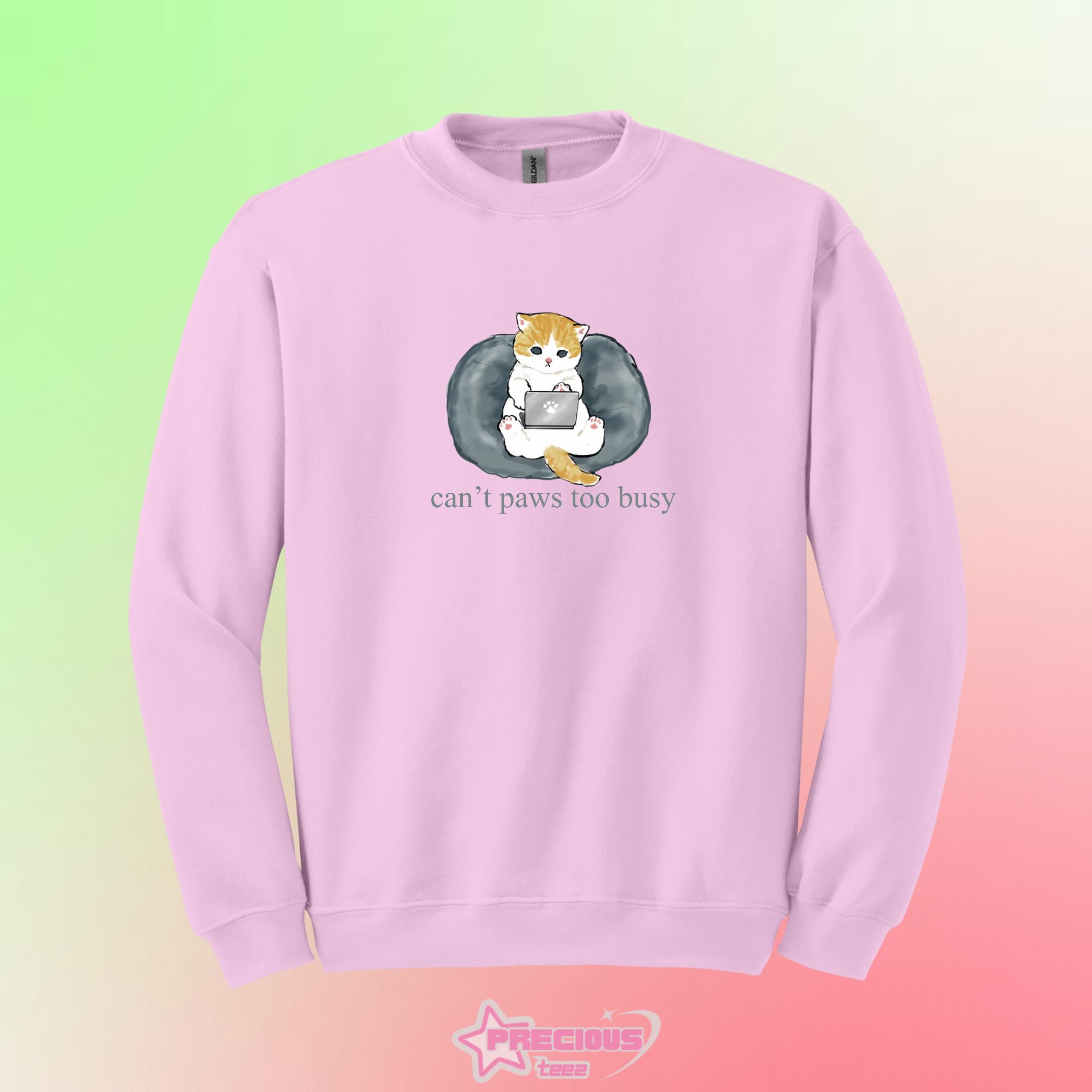 Mofusand Computer Sweatshirt, Cant Paws Too Busy Sweatshirt, Mofusand ...