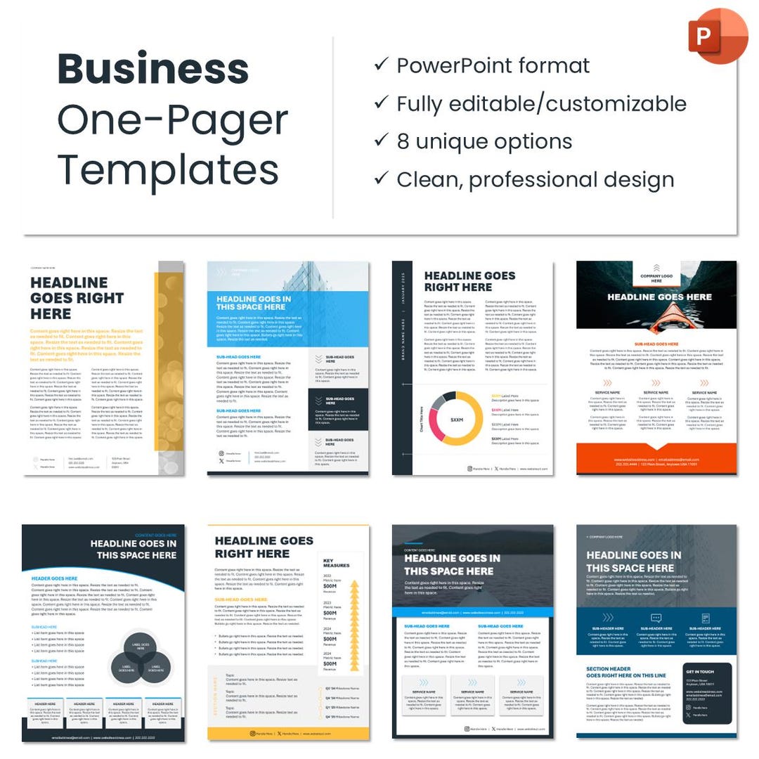 One-pager Templates | Powerpoint | Business Summary Pages | Executive ...