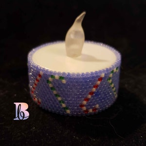 Candy Cane Tea Light Peyote Wrap or Napkin Ring Tutorial (mini Size ...