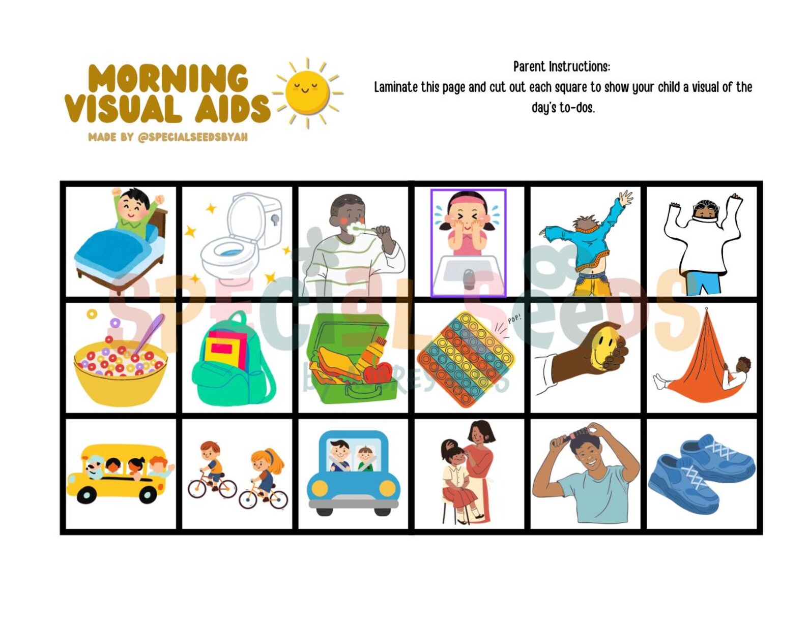 Printable Daily Routine Chart for Kids | Visual Schedule for Special ...