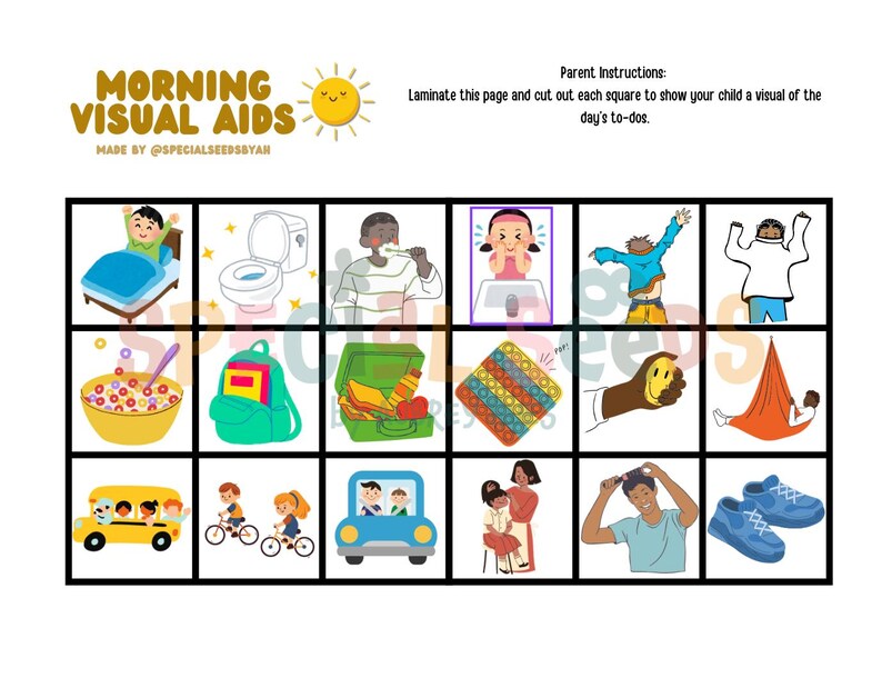 Printable Daily Routine Chart for Kids | Visual Schedule for Special ...