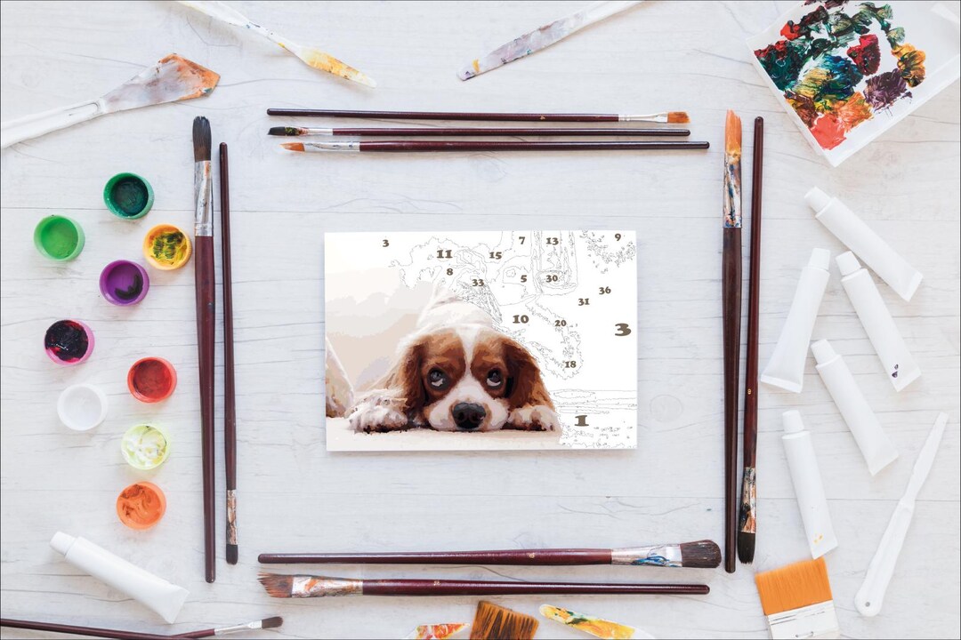 Adorable Puppy Paint by Number Kit DIY Handcrafted Art Set for ...