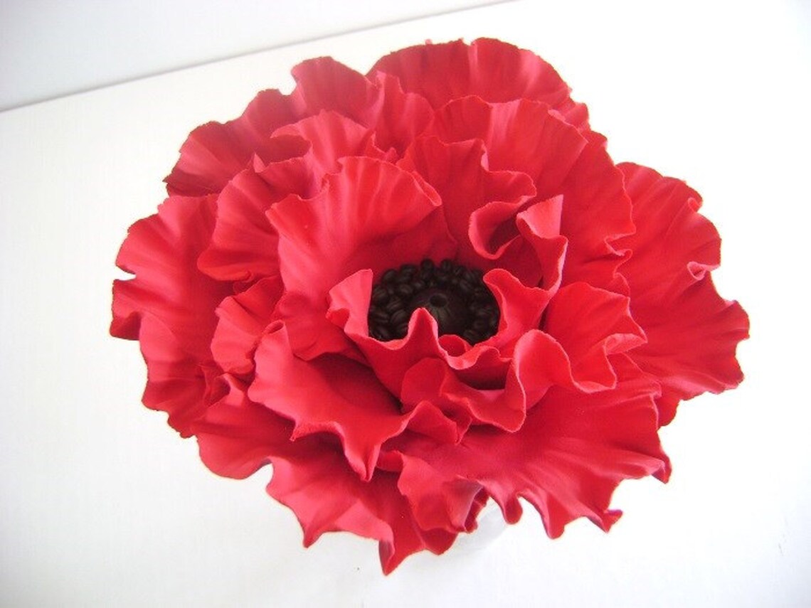Red Poppy Cake Topper Flower Cake Topper Clay Wedding Cake Decor ...
