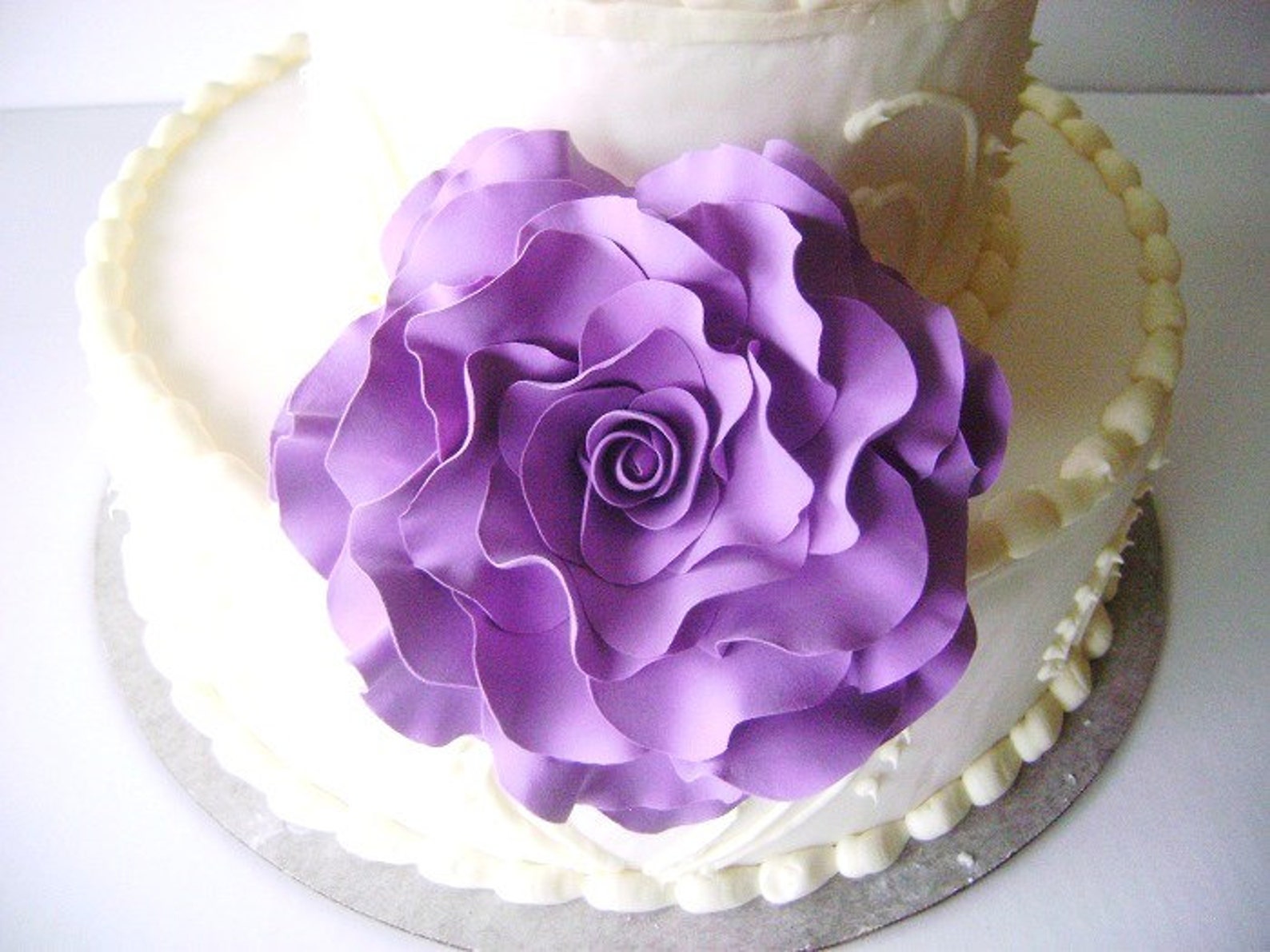 Purple Rose Cake Flower Cake Topper Wedding Floral Decoration | Etsy