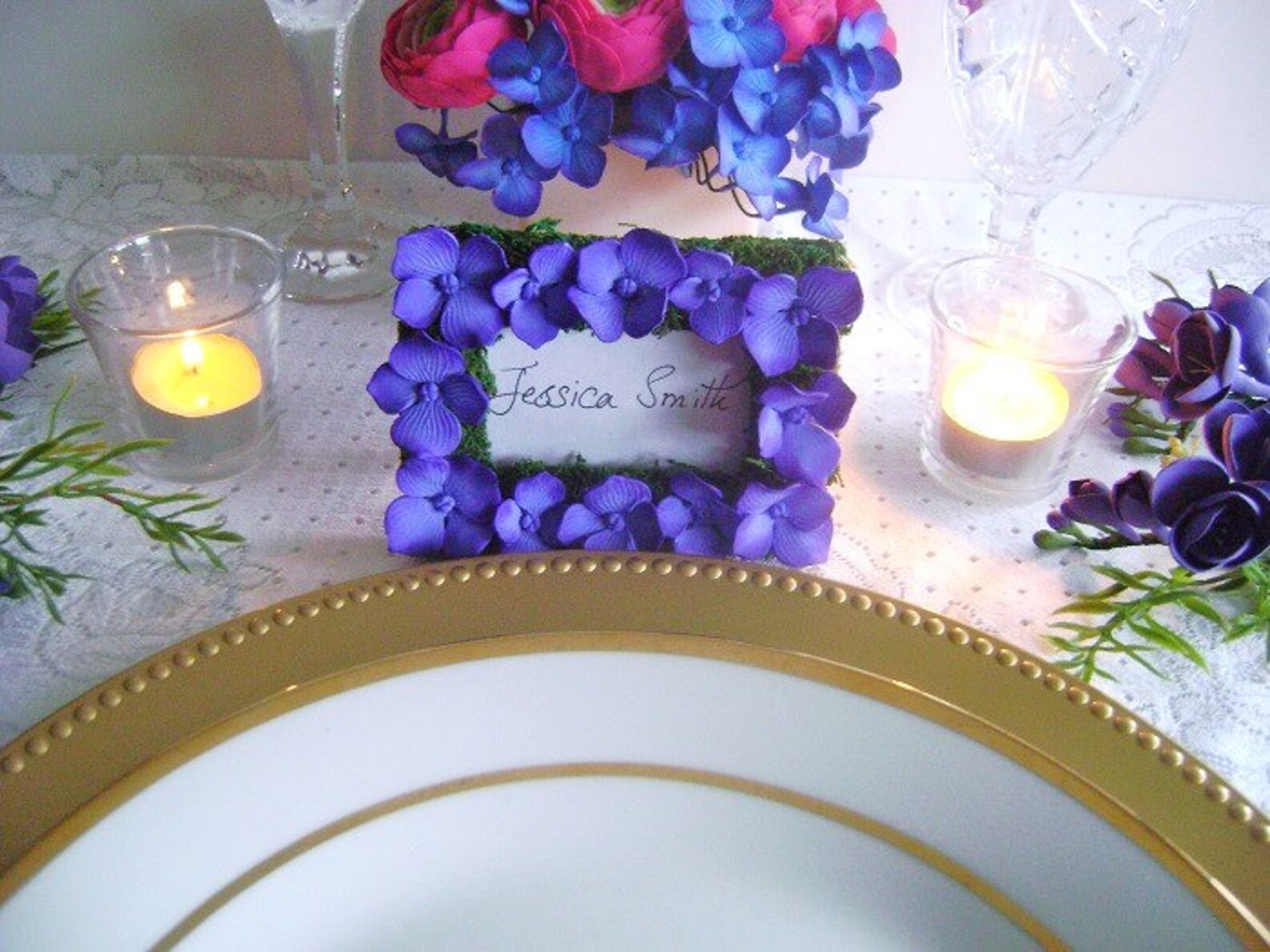 Escort Card Holder Purple Wedding Place Card Frame Bridal Shower Favors ...